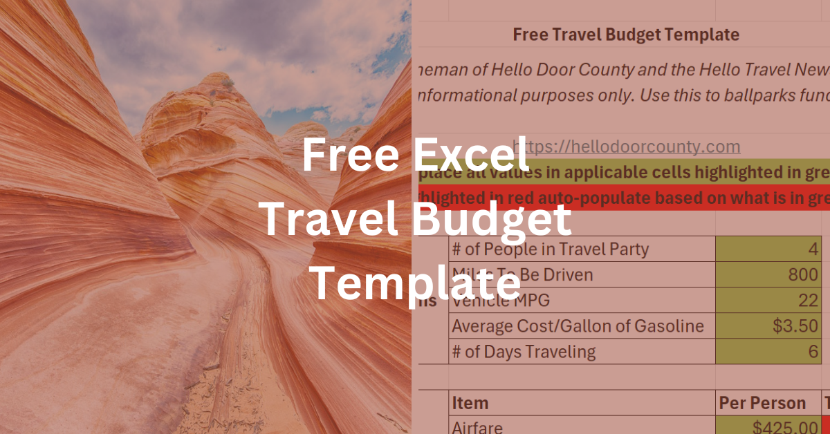 Free Excel Travel Budget Template - Hello Door County